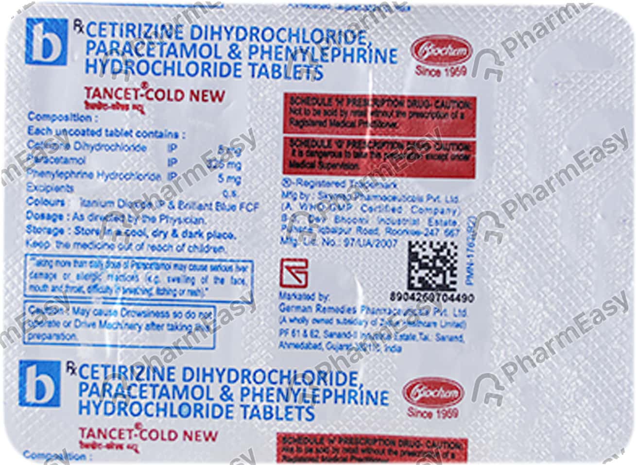 Tancet Cold New Strip Of 10 Tablets: Uses, Side Effects, Price & Dosage ...