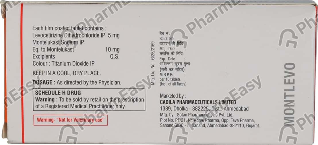 Montlevo Tablet: Uses, Side Effects, Price & Dosage | PharmEasy