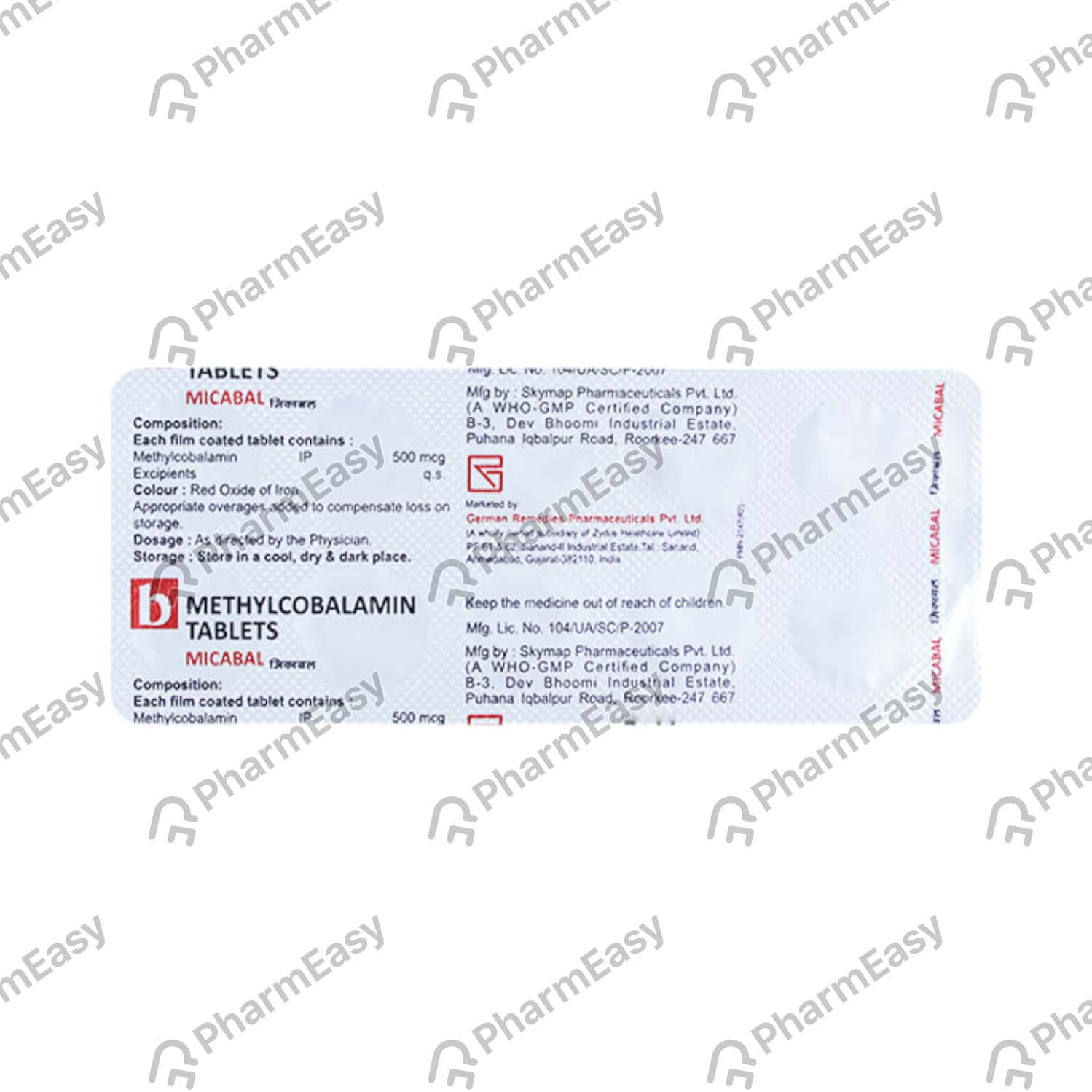 Micabal 500 MCG Tablet (10): Uses, Side Effects, Price & Dosage | PharmEasy