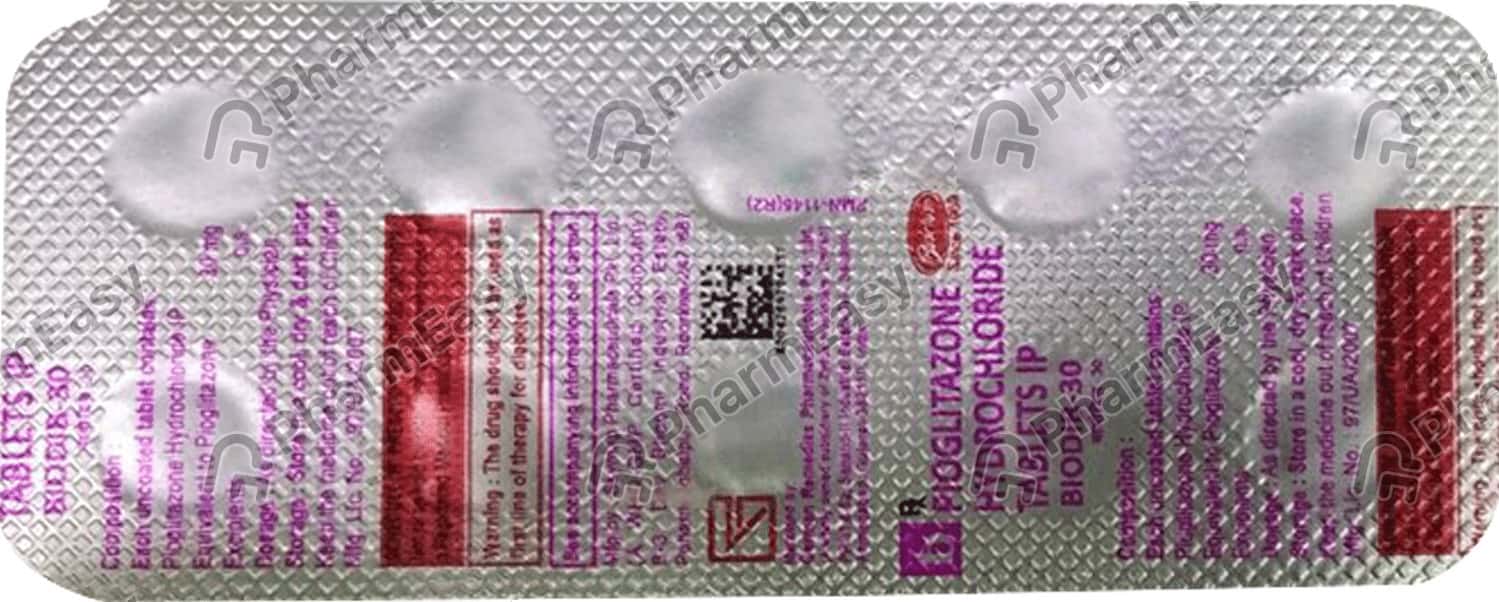 Biodib 30 MG Tablet (10): Uses, Side Effects, Price & Dosage | PharmEasy