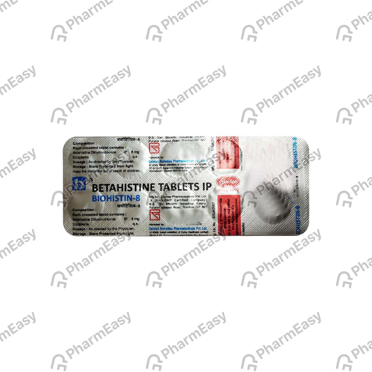 Biohistin 8 MG Tablet (10): Uses, Side Effects, Price & Dosage | PharmEasy