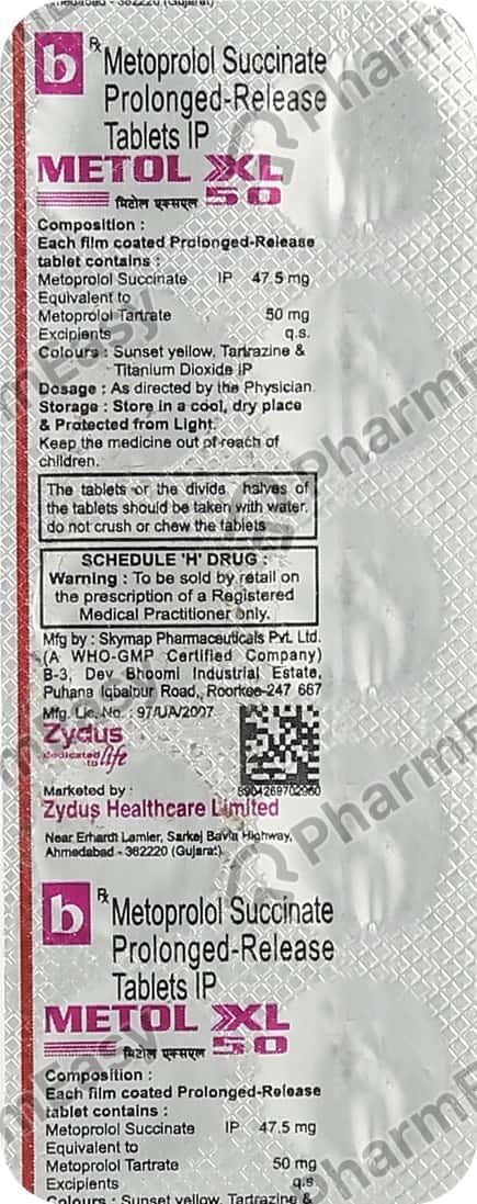 Metol Xl 50 MG Tablet (10): Uses, Side Effects, Price & Dosage | PharmEasy