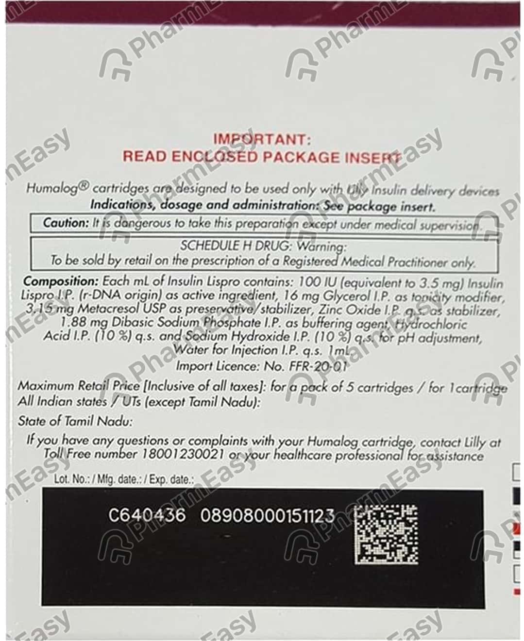 Humalog 100 IU Injection (10): Uses, Side Effects, Price & Dosage ...