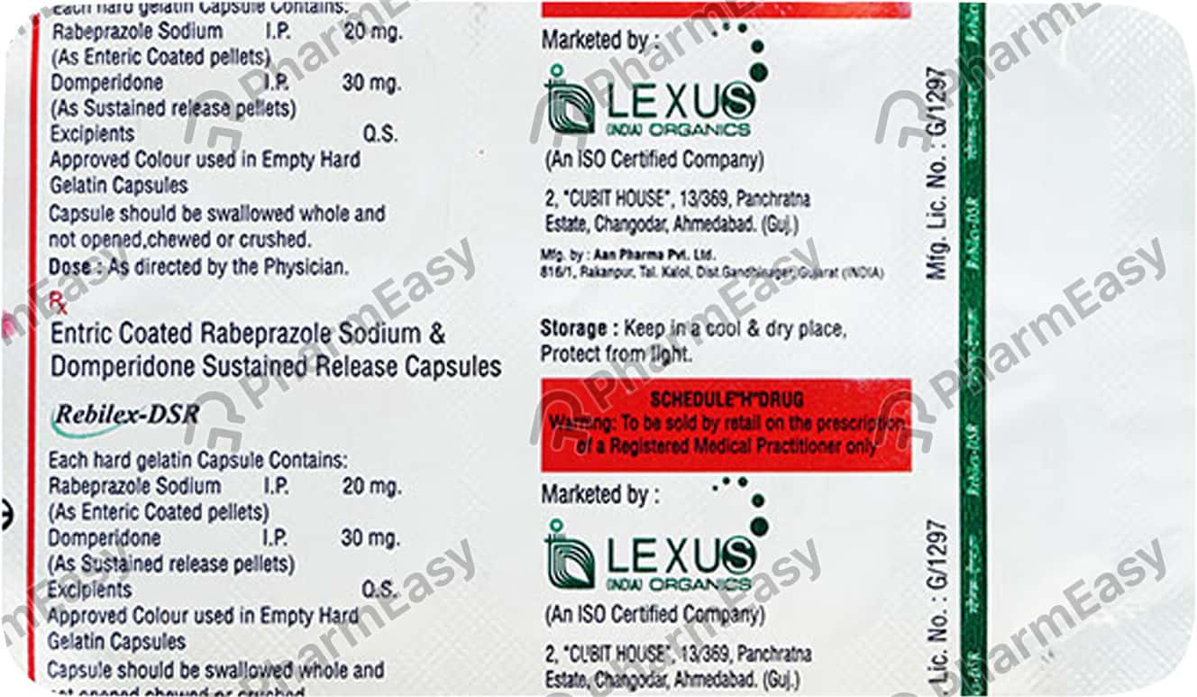 Rebilex Dsr Strip Of 10 Capsules: Uses, Side Effects, Price & Dosage ...