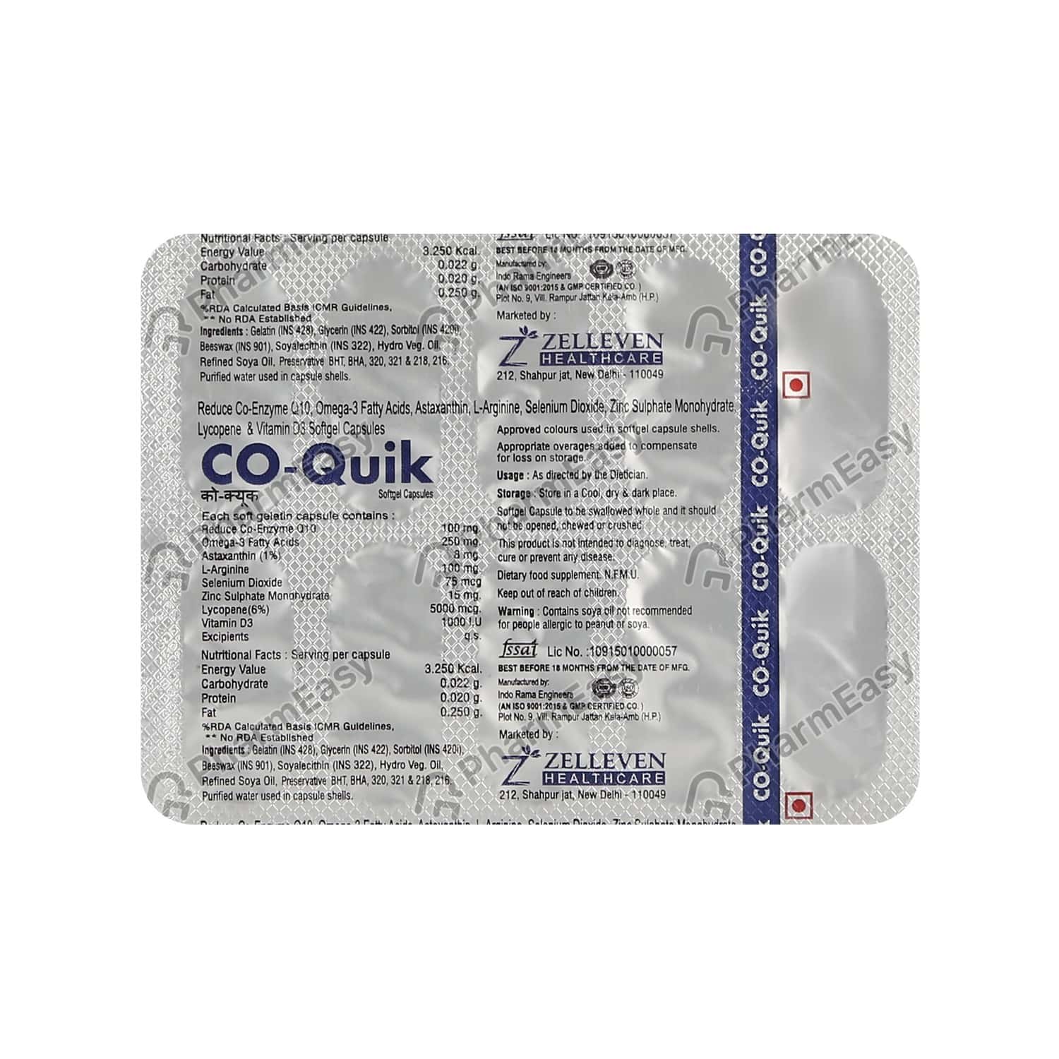 Buy Co Quik Strip Of 10 Capsules Online at Flat 15% OFF | PharmEasy