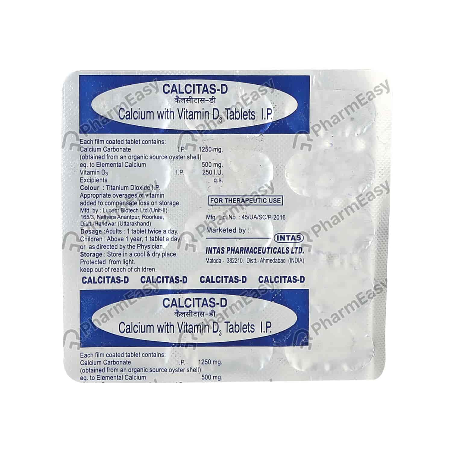 Calcitas D Tab - Uses, Side Effects, Dosage, Composition & Price ...