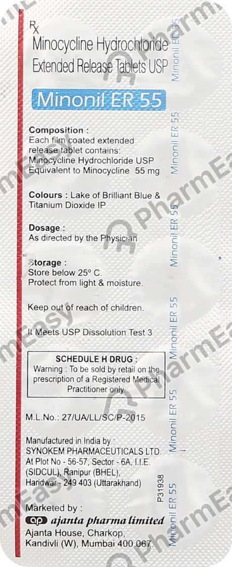 Minonil Er 55 MG Tablet (10): Uses, Side Effects, Price & Dosage ...
