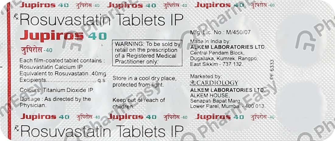 Jupiros 40 MG Tablet (10): Uses, Side Effects, Price & Dosage | PharmEasy