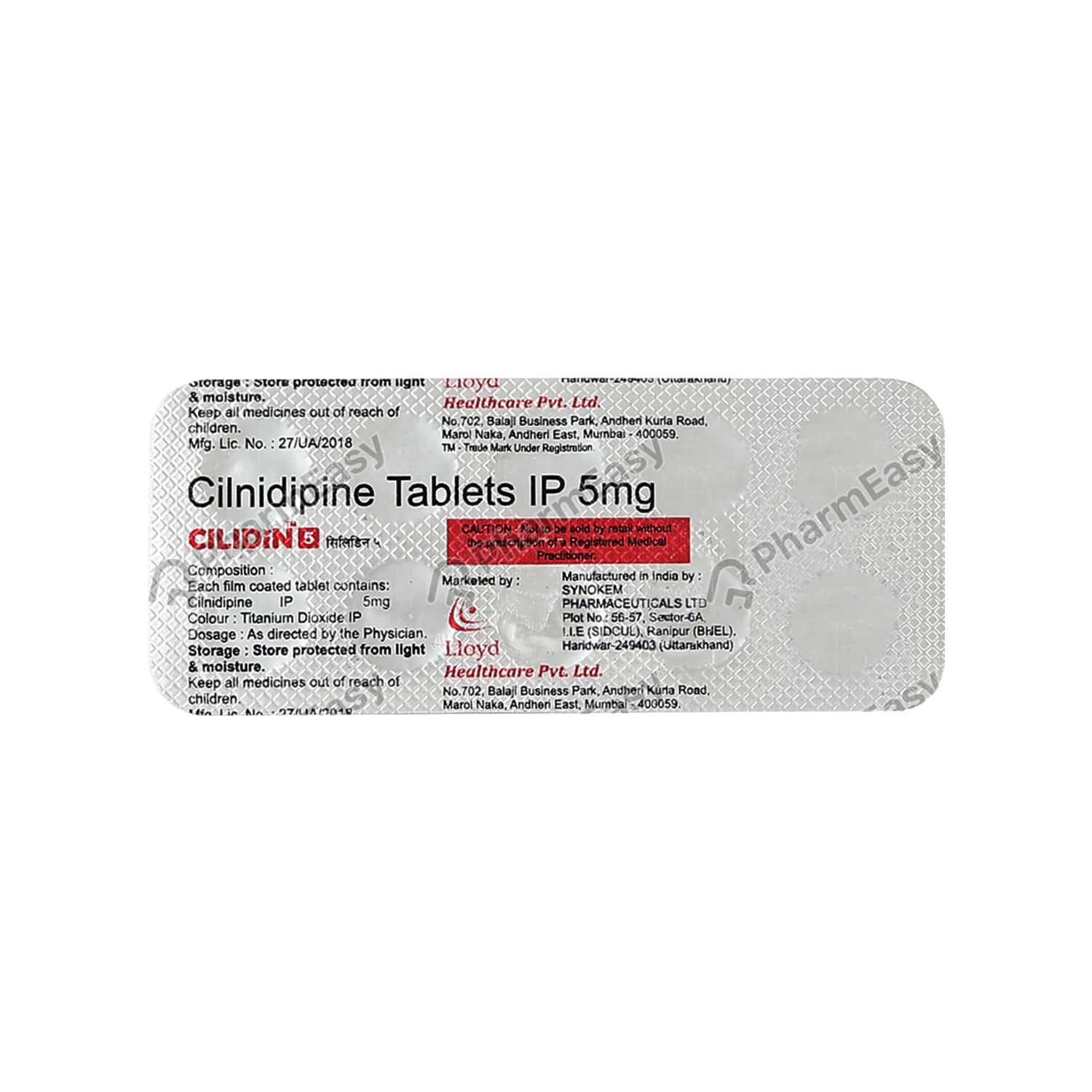 Cilidin 5 MG Tablet (10) - Uses, Side Effects, Dosage, Composition ...