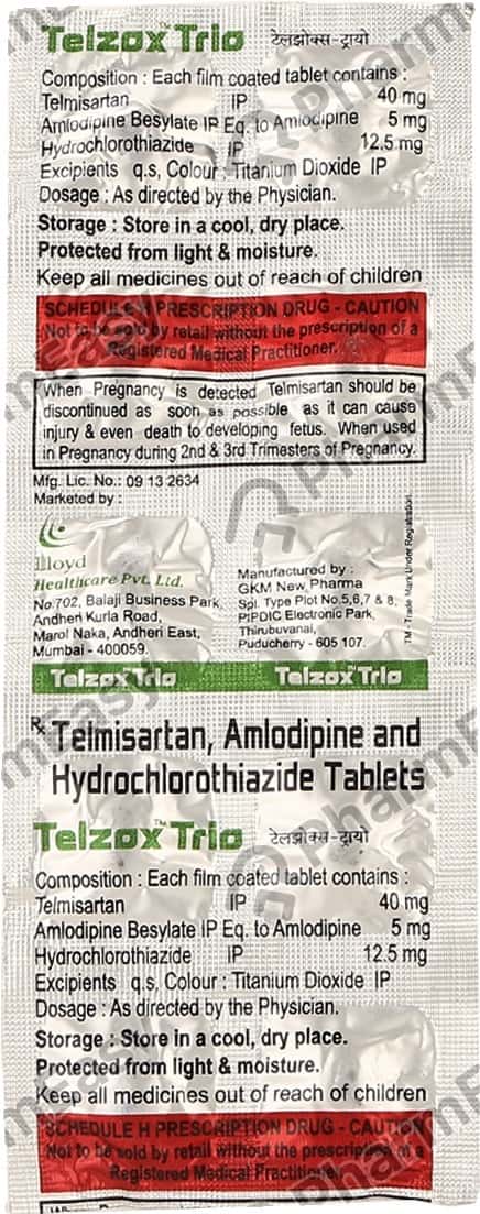 Telzox Trio 40mg Strip Of 10 Tablets: Uses, Side Effects, Price ...