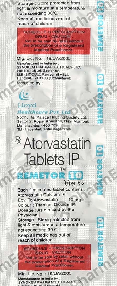 Remetor 10 MG Tablet (10): Uses, Side Effects, Price & Dosage | PharmEasy