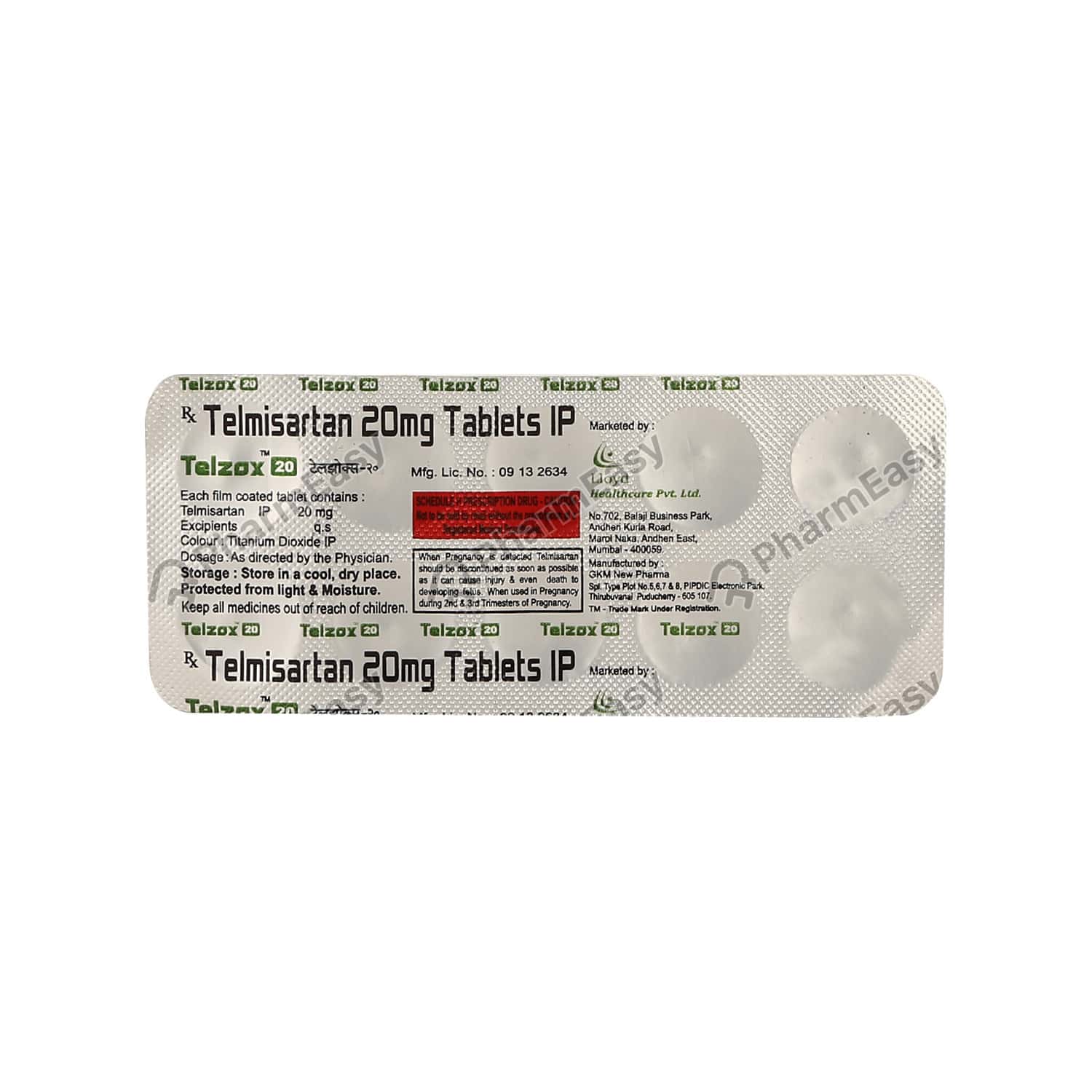 Telzox 20 MG Tablet (10) - Uses, Side Effects, Dosage, Composition ...