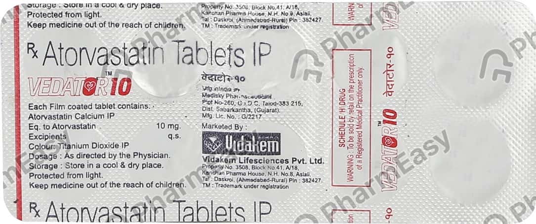Vedator 10 MG Tablet (10): Uses, Side Effects, Price & Dosage | PharmEasy