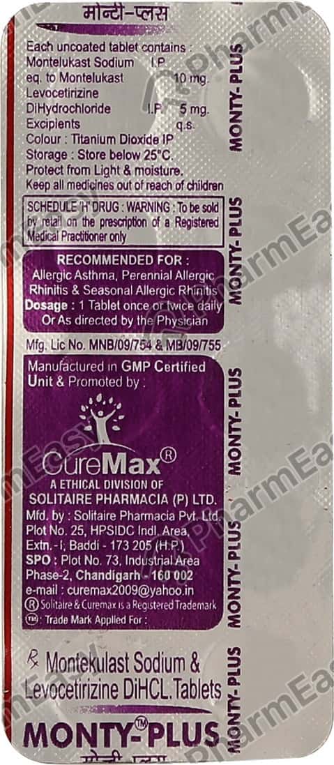Monty Plus Tablet: Uses, Side Effects, Price & Dosage | PharmEasy