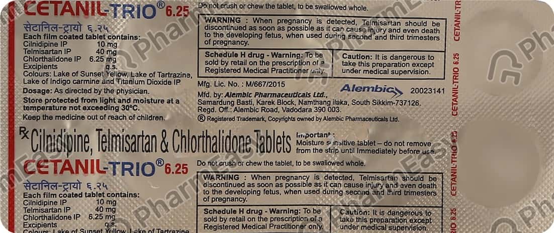 Cetanil Trio 6.25mg Strip Of 10 Tablets: Uses, Side Effects, Price ...