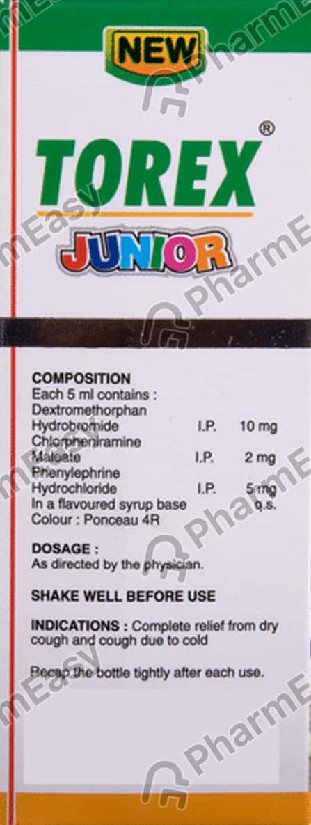 New Torex Junior Syrup 60ml: Uses, Side Effects, Price & Dosage | PharmEasy