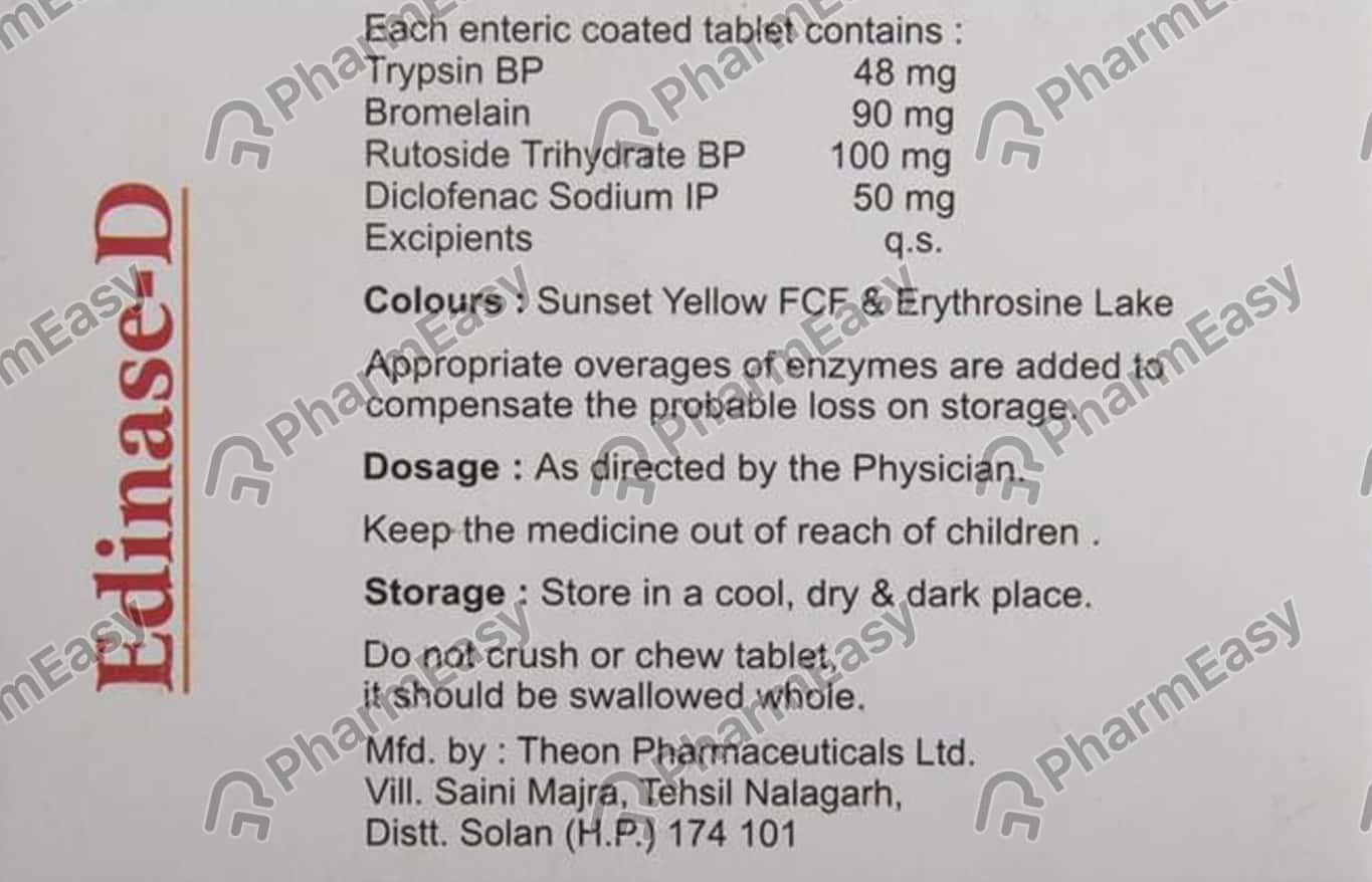 Edinase D Strip Of 10 Tablets: Uses, Side Effects, Price & Dosage ...