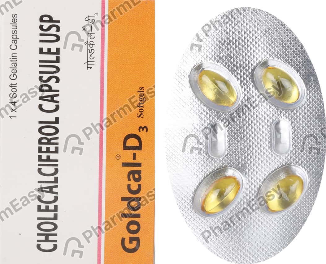 Goldcal D3 60000 IU Softgel Capsule (4): Uses, Side Effects, Price ...