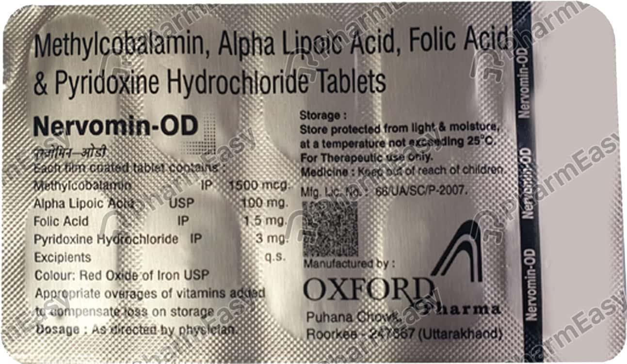Nervomin Od Strip Of 10 Tablets: Uses, Side Effects, Price & Dosage ...