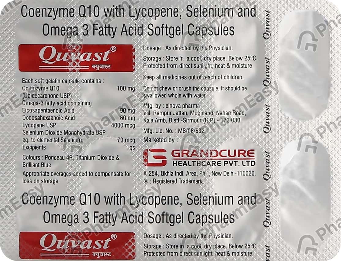 Buy Quvast Strip Of 10 Capsules Online at Flat 15% OFF | PharmEasy