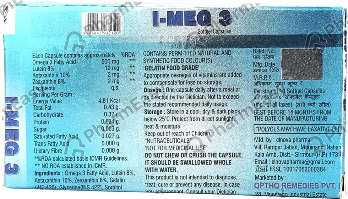 Buy I Meg 3 Strip Of 10 Capsules Online at Flat 15% OFF | PharmEasy