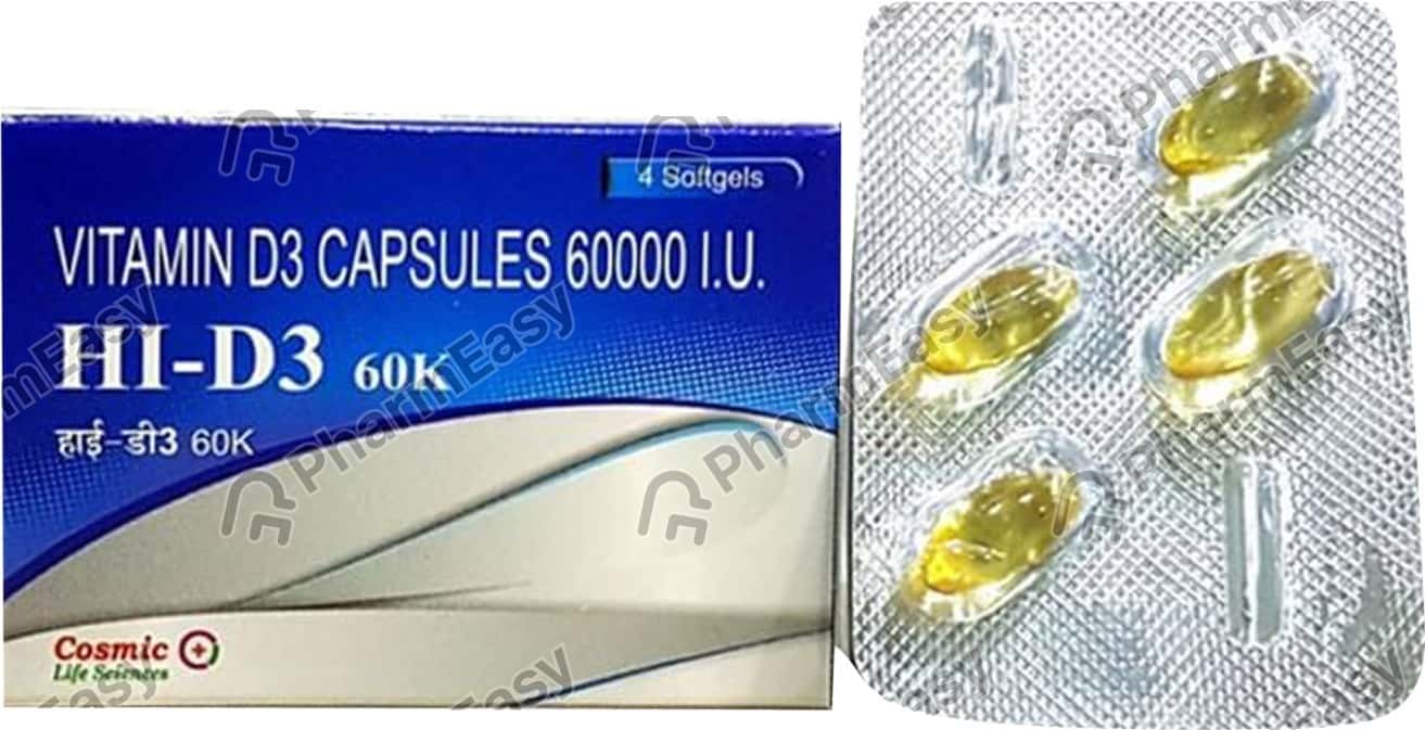 Hi D3 60000 IU Capsule (4): Uses, Side Effects, Price & Dosage | PharmEasy