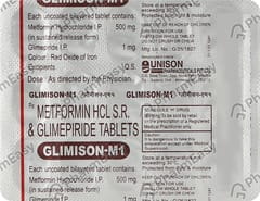 Glimison M 1mg Strip Of 15 Tablets: Uses, Side Effects, Price & Dosage ...