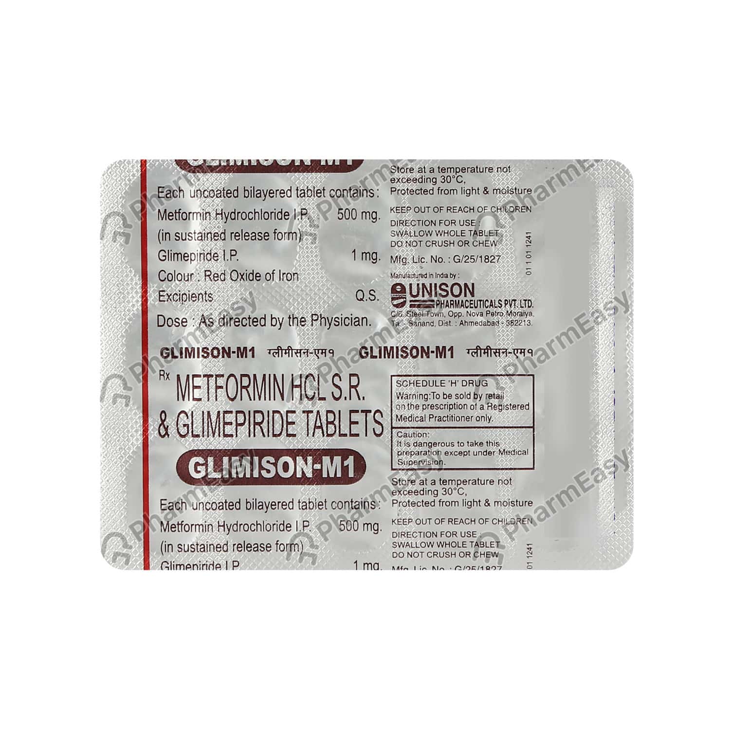 Glimison M 1mg Tablet - Uses, Side Effects, Dosage, Composition & Price ...