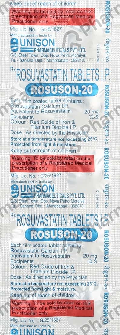 Buy Rosuson 20 MG Tablet (10) Online & Save Up to 24% at PharmEasy
