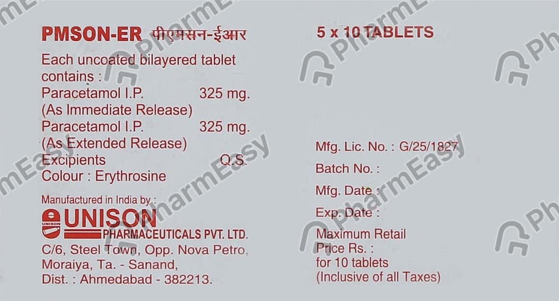 Pmson Er 650 MG Tablet (10): Uses, Side Effects, Price, Dosage ...