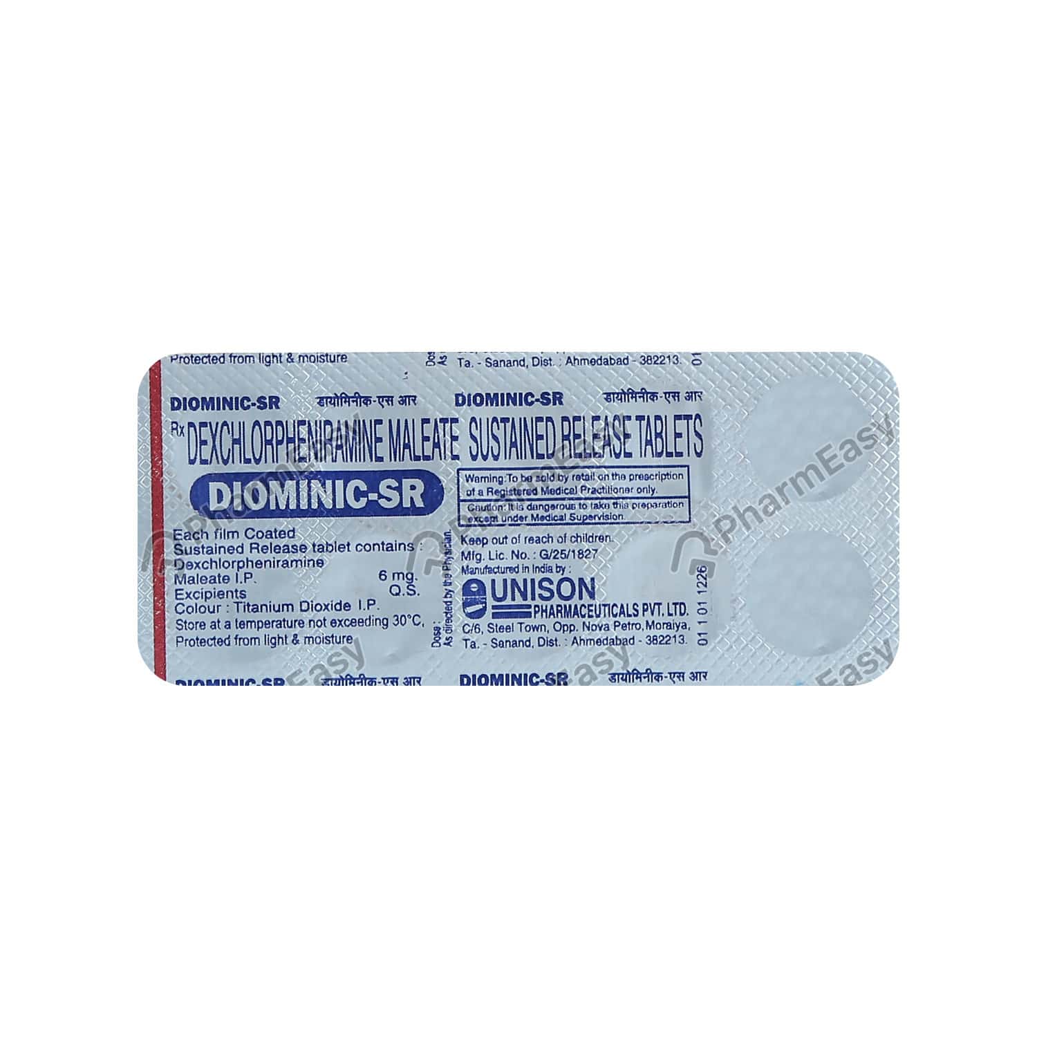 Diominic Sr 6 MG Tablet (10) - Uses, Side Effects, Dosage, Composition ...