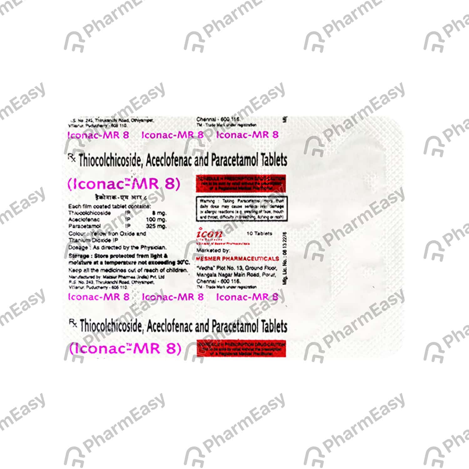 Iconac Mr 8mg Strip Of 10 Tablets: Uses, Side Effects, Price & Dosage ...