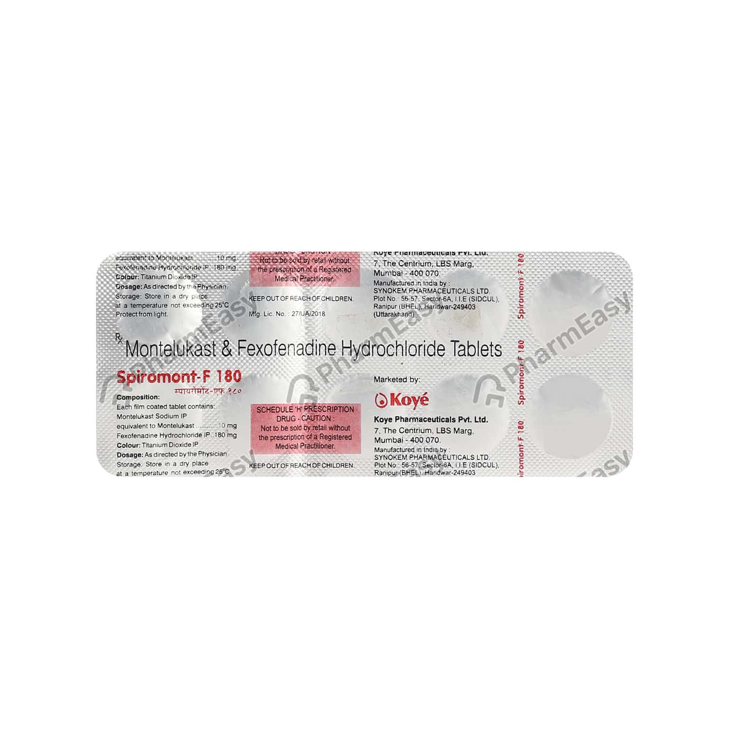 Buy Spiromont F 180mg Tablet Online at Flat 18% OFF* | PharmEasy