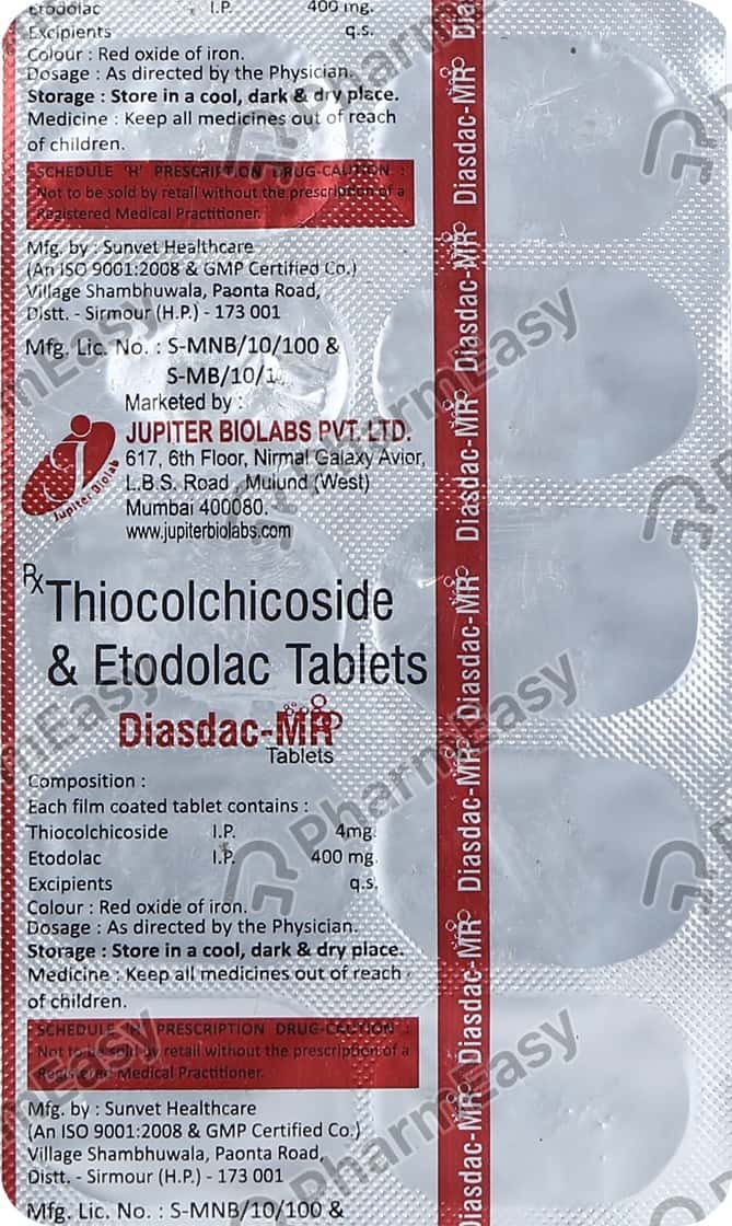 Buy Diasdac Mr Strip Of 10 Tablets Online at Flat 15% OFF | PharmEasy