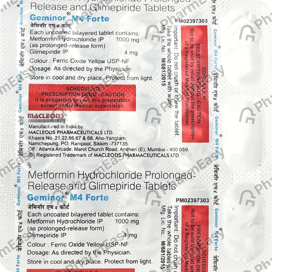 Geminor M4 Forte Strip Of 15 Tablets: Uses, Side Effects, Price ...