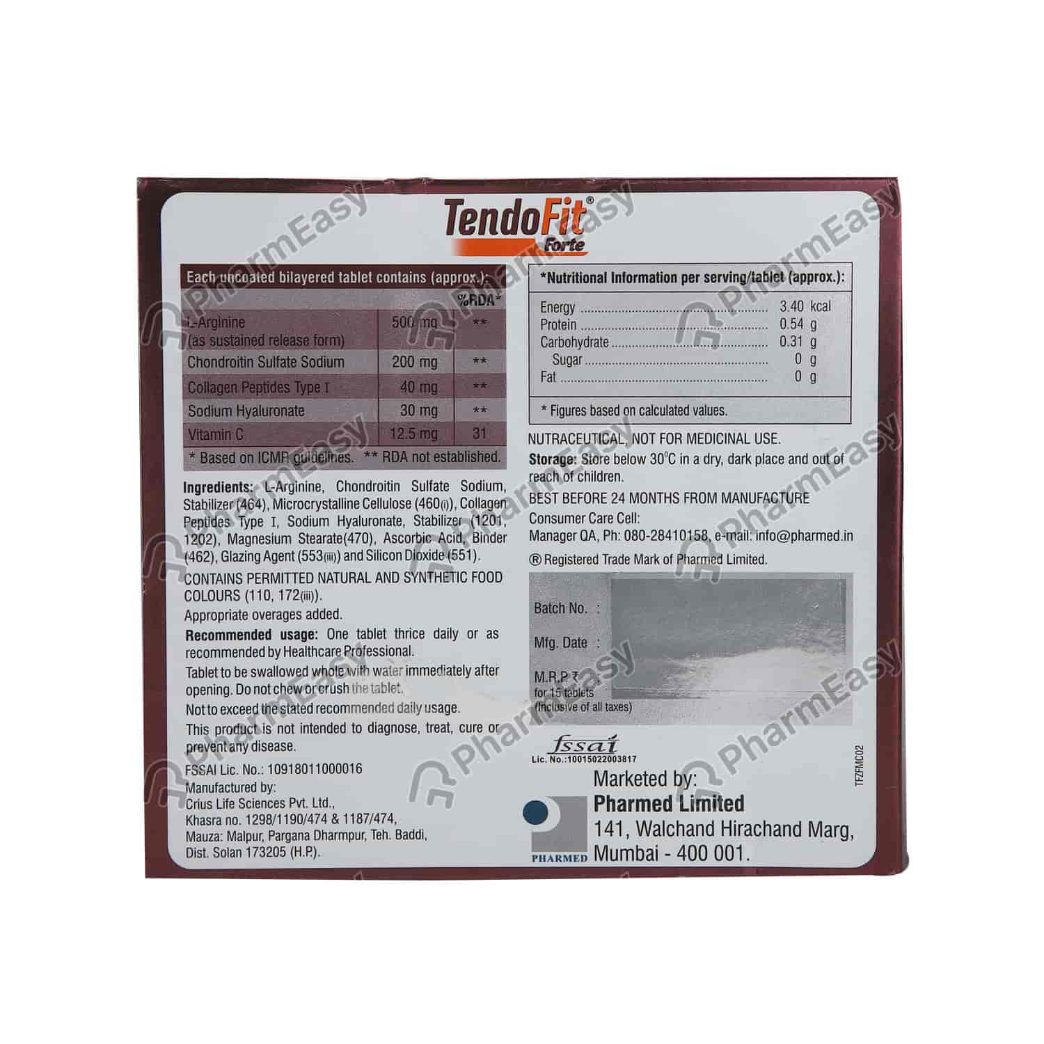 Buy Tendofit Forte Strip Of 15 Tablets Online at Flat 18% OFF* | PharmEasy