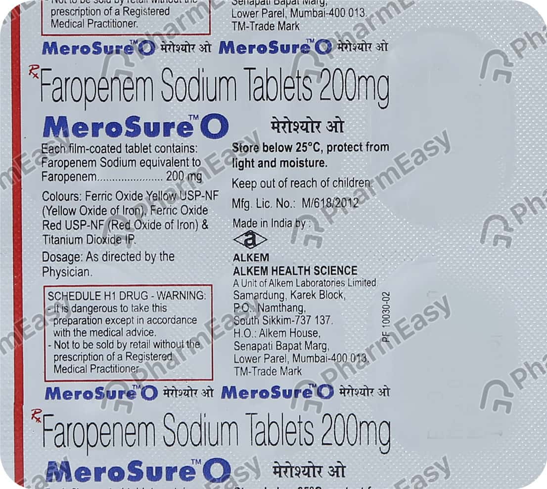 Merosure O 200 MG Tablet (6): Uses, Side Effects, Price & Dosage ...