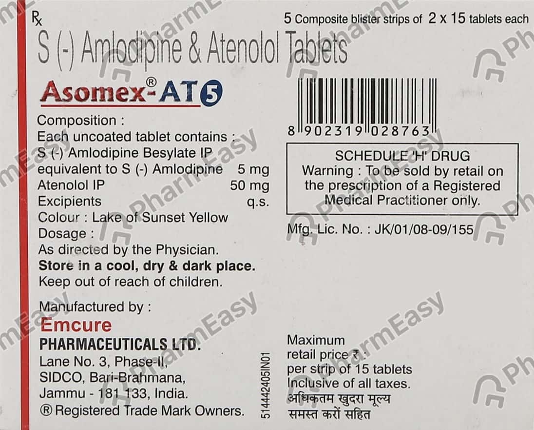Asomex At 5/50mg Strip Of 15 Tablets: Uses, Side Effects, Price ...