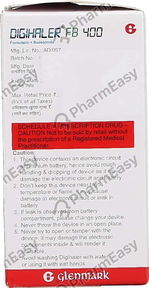 Digihaler Fb 400mcg Box Of 120md Metered Dose Inhaler: Uses, Side ...