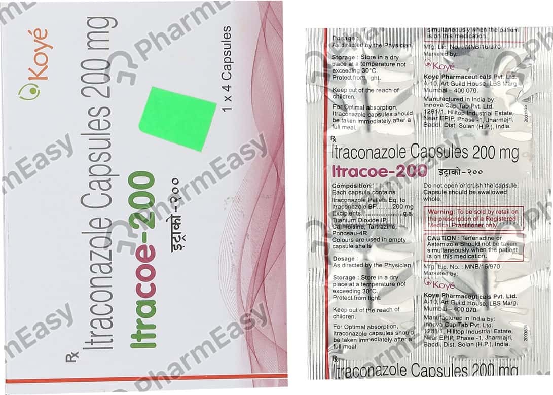 Itracoe 200 MG Capsule (4): Uses, Side Effects, Price & Dosage | PharmEasy