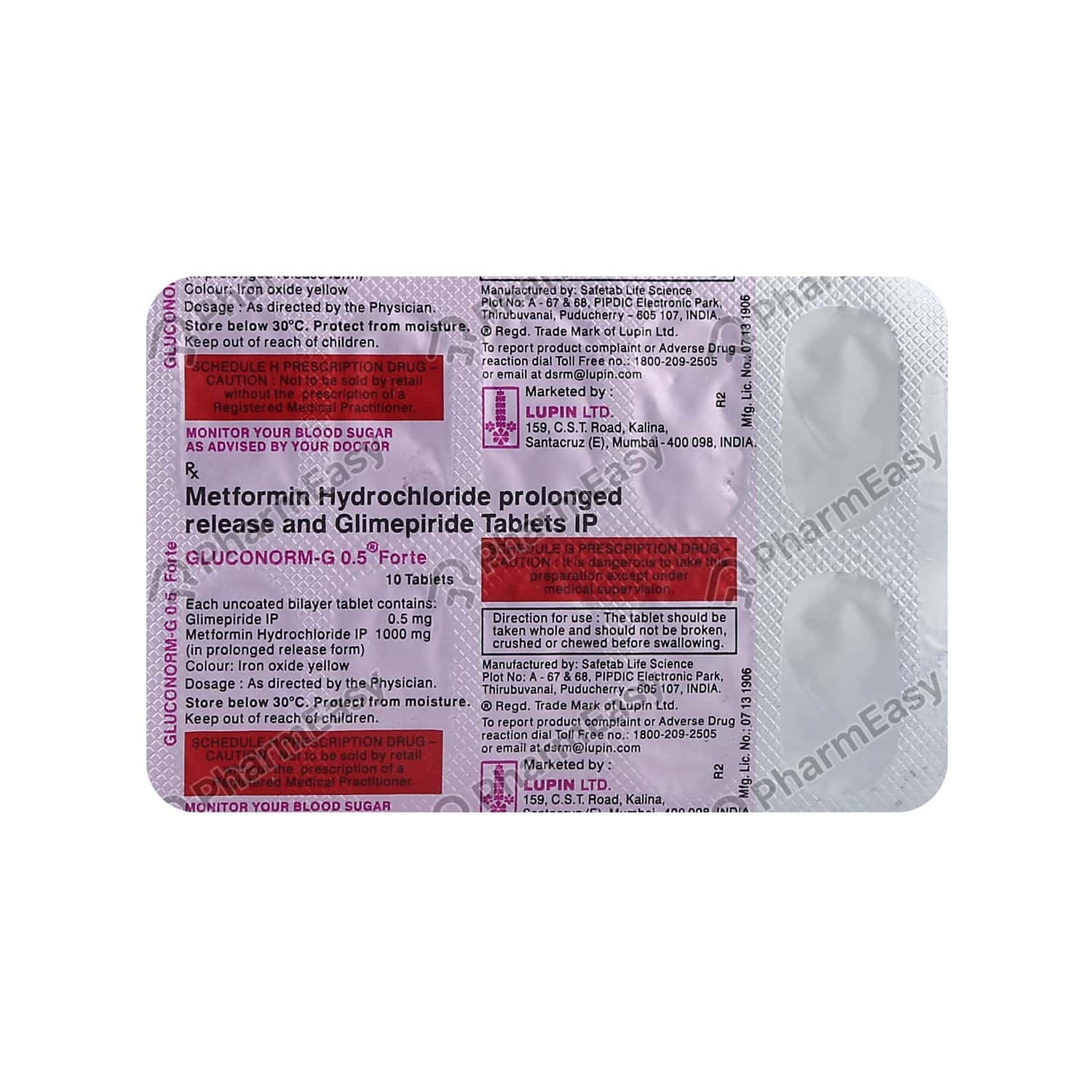 Gluconorm G 0.5mg Forte Strip Of 10 Tablets - Uses, Side Effects ...