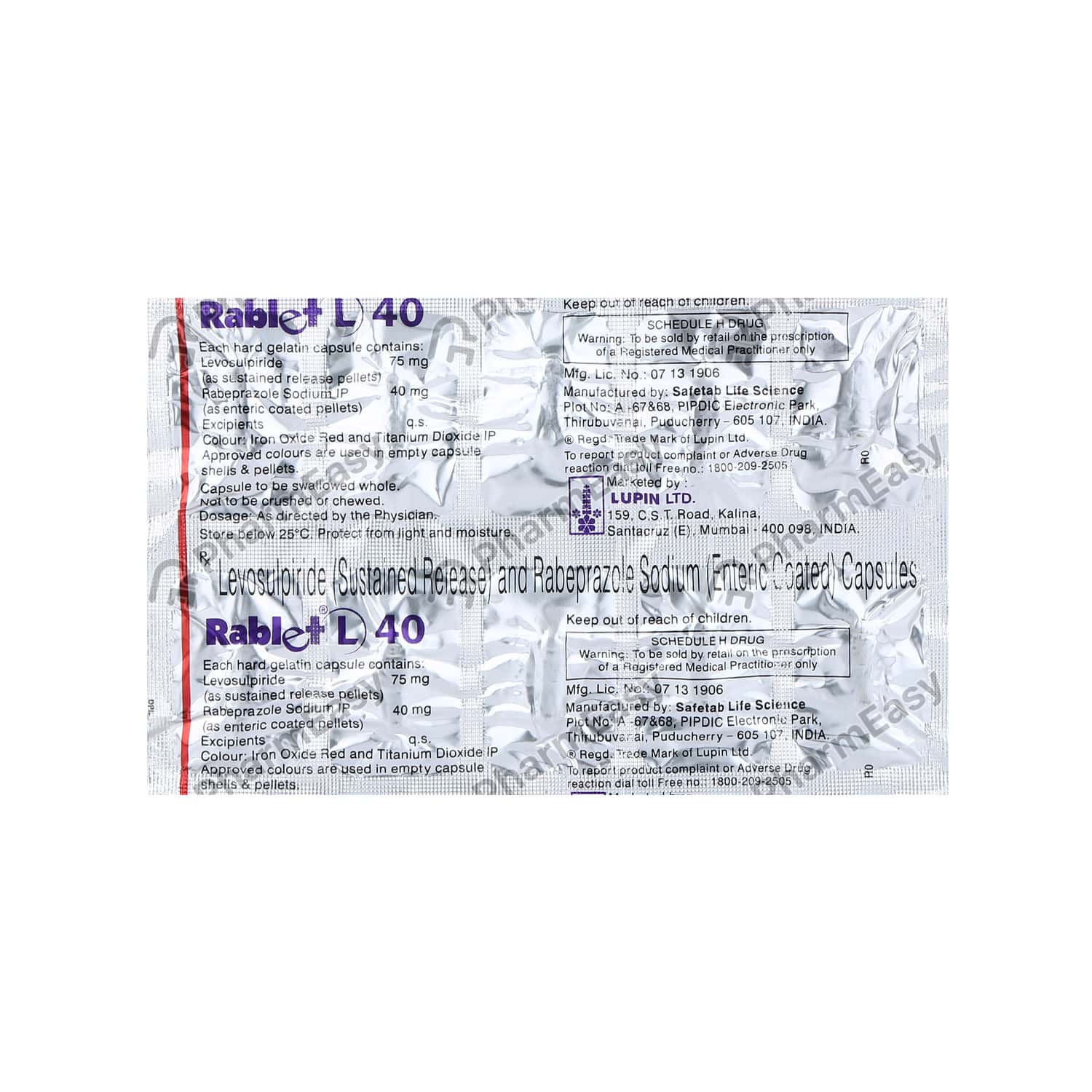 Rablet L 40mg Strip Of 10 Capsules - Uses, Side Effects, Dosage ...