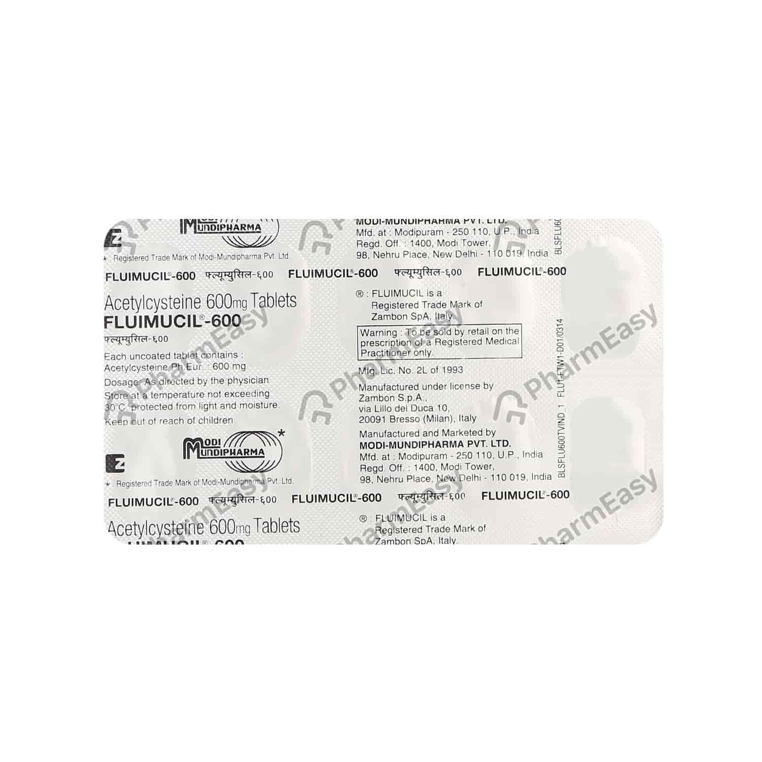 Buy Fluimucil 600mg Strip Of 10 Tablets Online at Flat 18% OFF* | PharmEasy