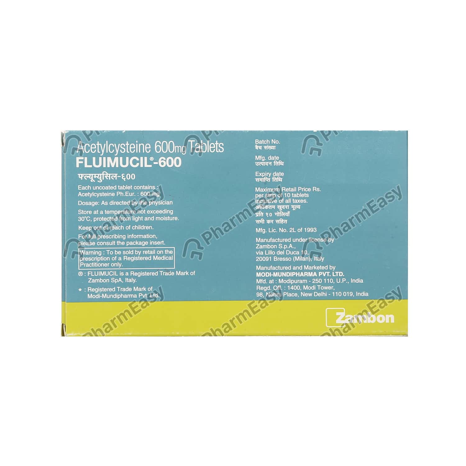 Buy Fluimucil 600 MG Tablet (10) Online at Flat 18% OFF* | PharmEasy