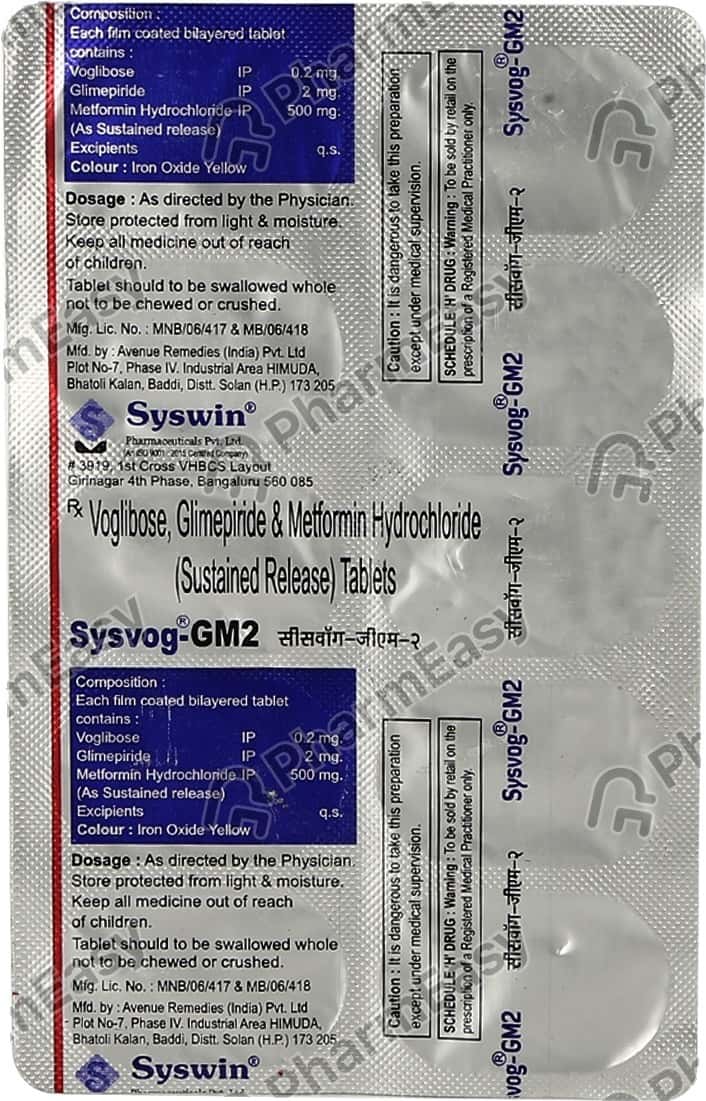 Sysvog Gm2 Strip Of 10 Tablets: Uses, Side Effects, Price & Dosage ...