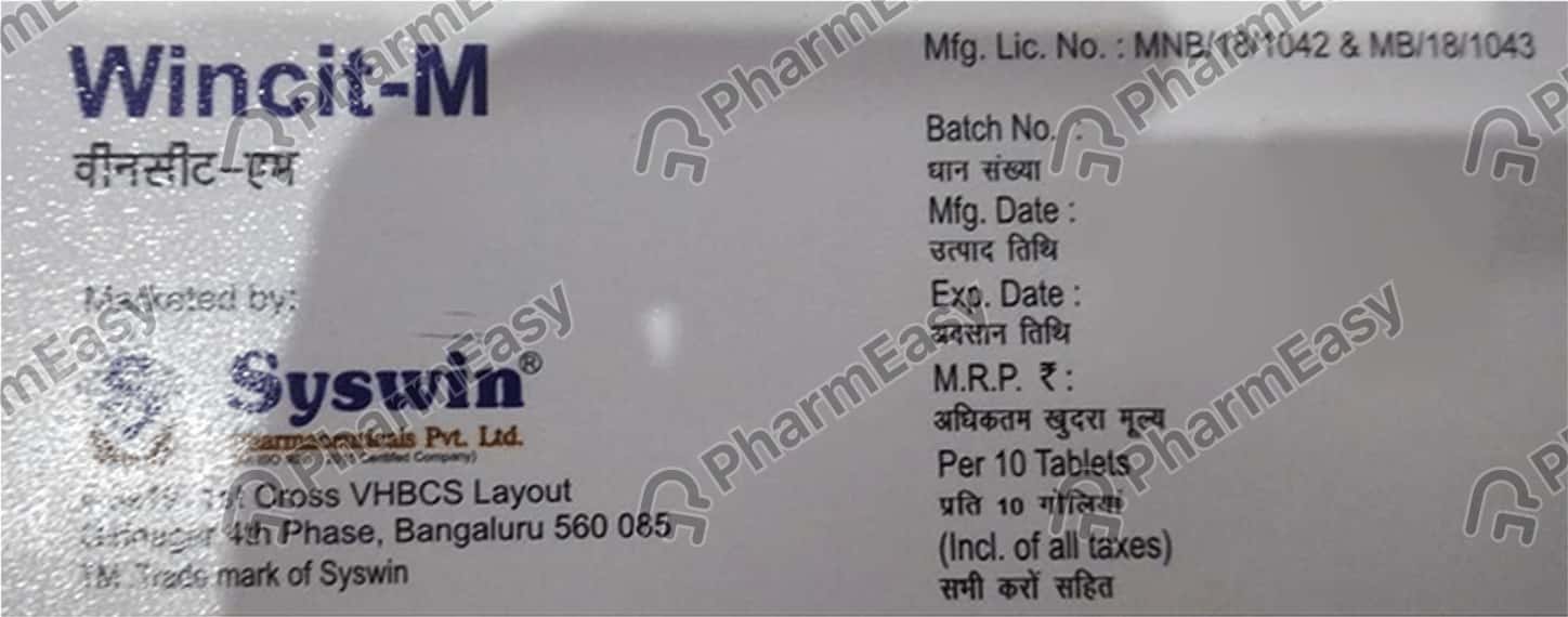 Wincit M Strip Of 10 Tablets: Uses, Side Effects, Price & Dosage ...