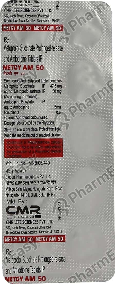 Metcy Am 50mg Strip Of 10 Tablets: Uses, Side Effects, Price & Dosage ...