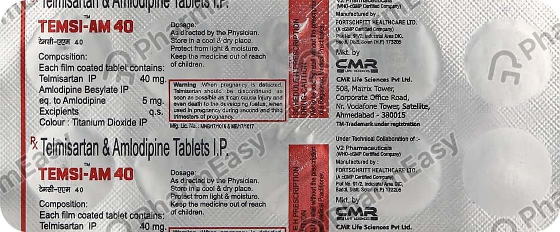 Temsi Am 40mg Strip Of 10 Tablets: Uses, Side Effects, Price & Dosage ...