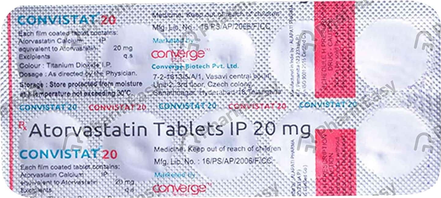Convistat 20 MG Tablet (10): Uses, Side Effects, Price & Dosage | PharmEasy