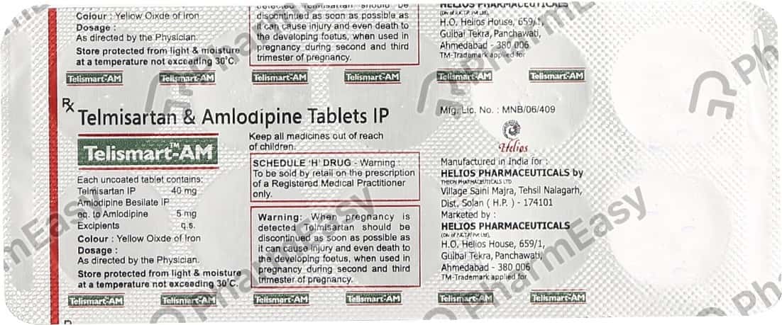 Telismart Am Tablet: Uses, Side Effects, Price & Dosage | PharmEasy